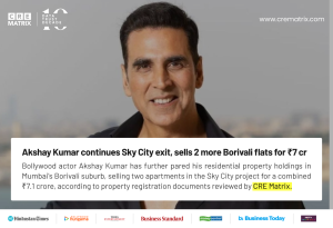 Akshay Kumar Sells Two Borivali Flats for ₹7.1 Crore in Oberoi Sky City